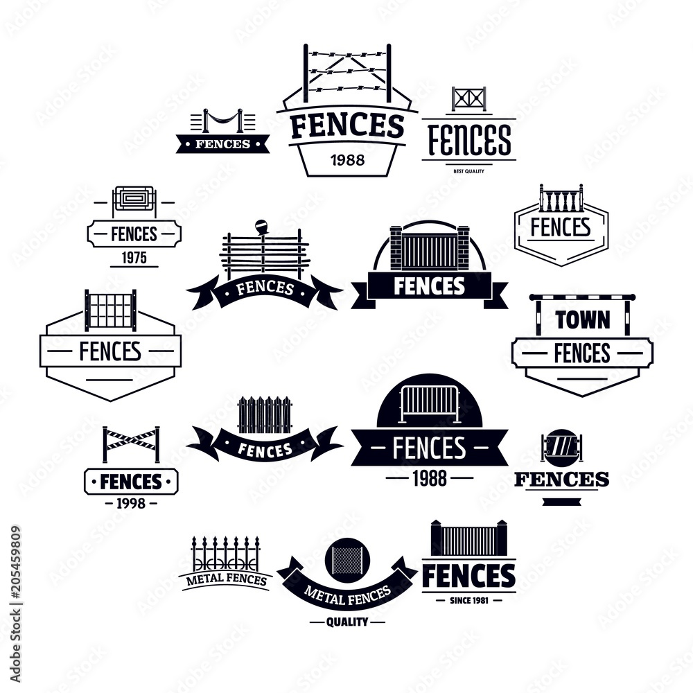 Fencing logo icons set. Simple illustration of 16 fencing logo vector ...