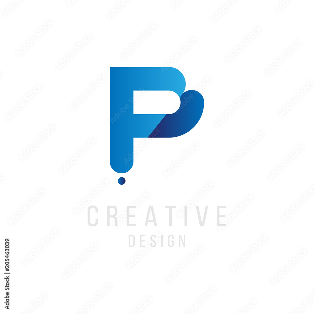 Original Letter P in blue colour for logotype. Vector sign logo design ...