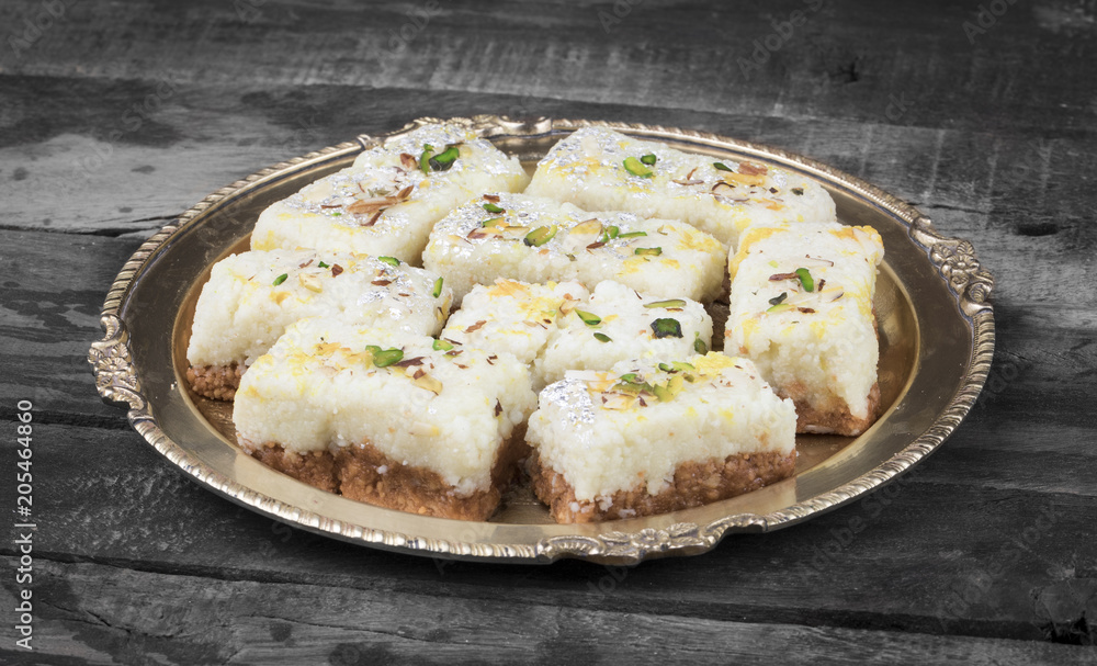 Indian Diwali Sweet Food Kalakand Also Know as Halwa or Mawa Kalakand ...