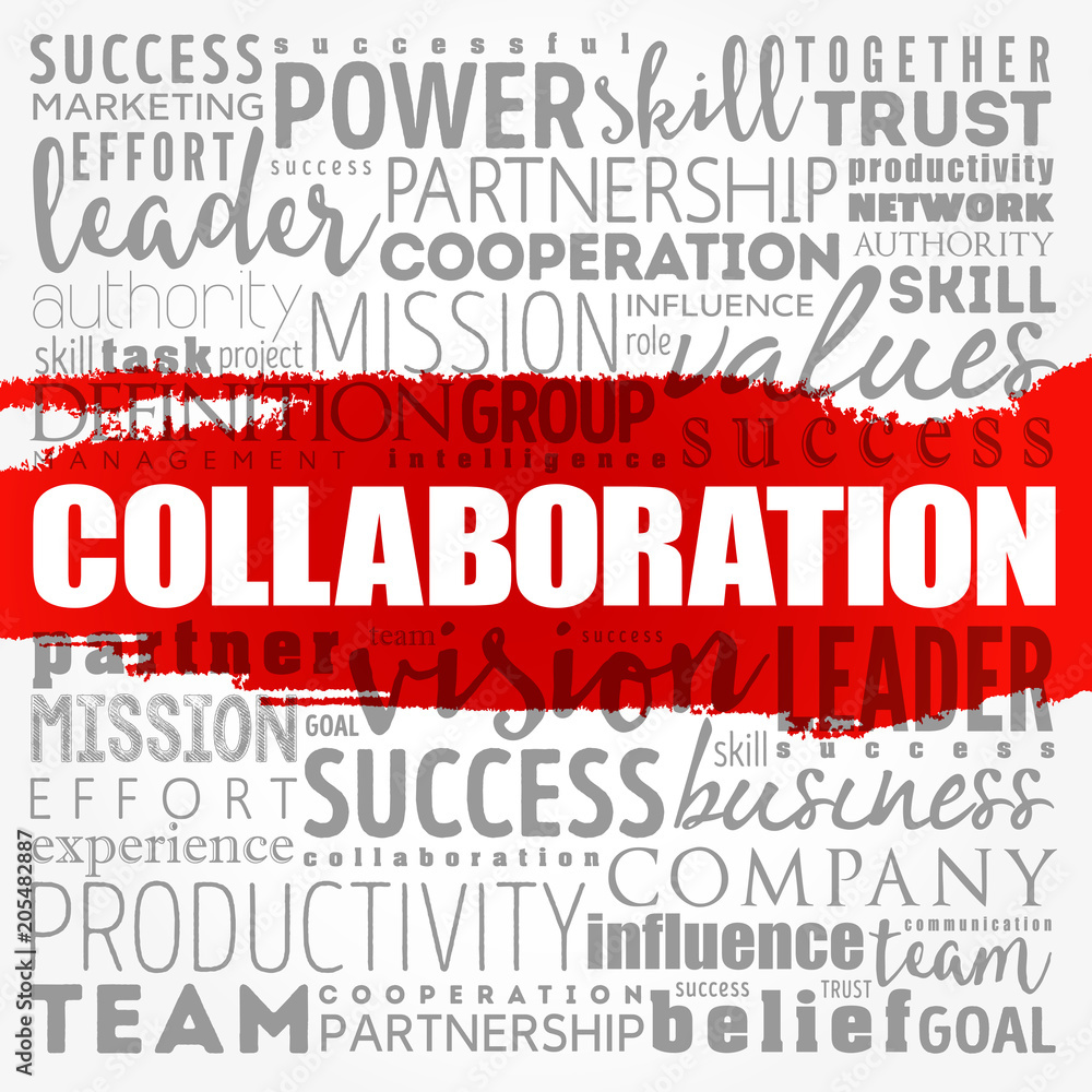 COLLABORATION word cloud collage, business concept background Stock ...
