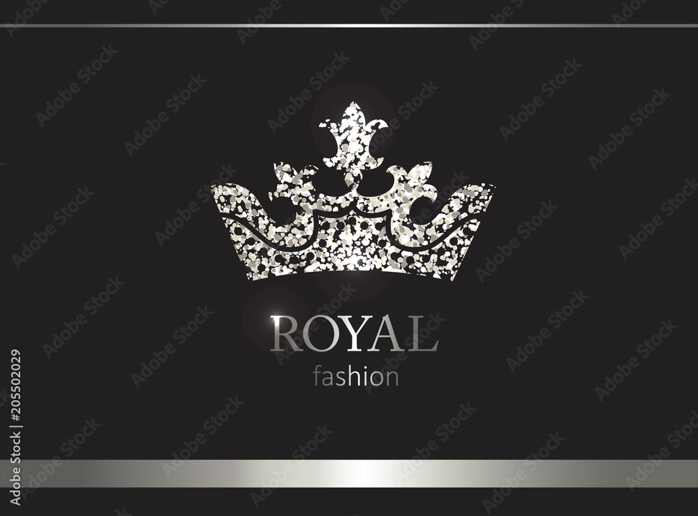 Silver crown. Luxury label, emblem or packing. Logo design. Stock ...