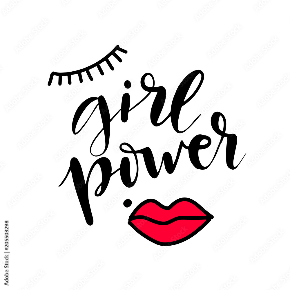 Girl power text, feminism slogan. Black inscription for t shirts ...