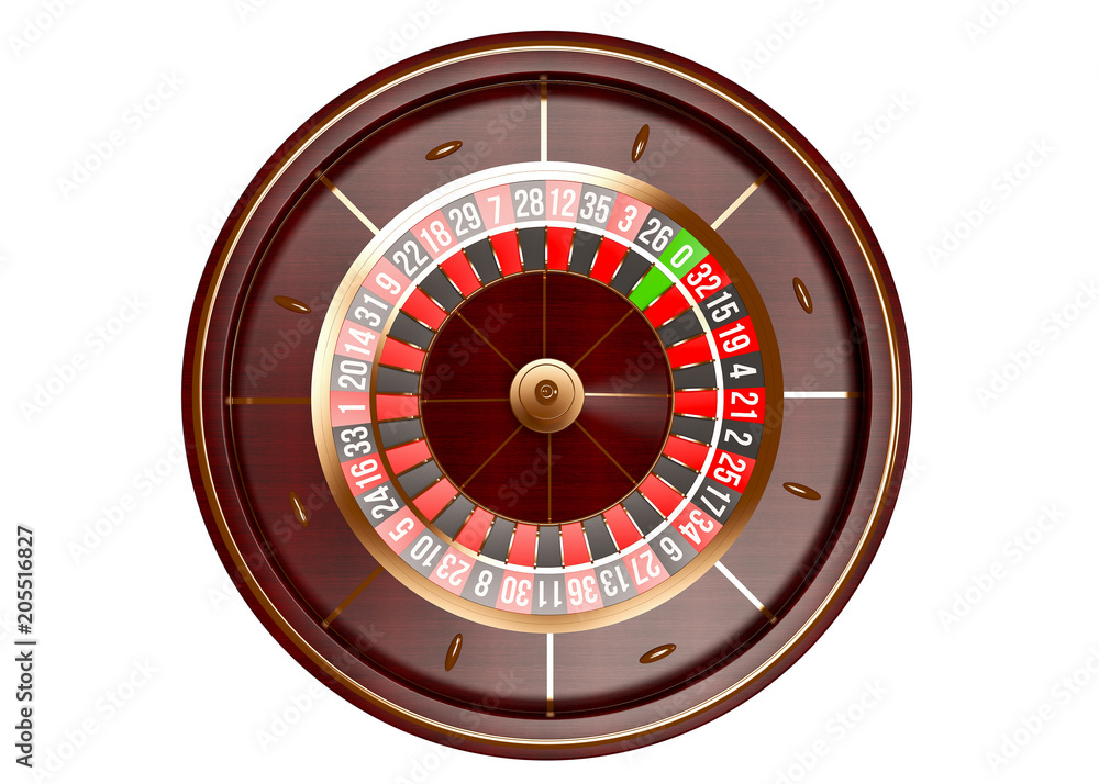Casino roulette wheel top view isolated on white background. 3d ...