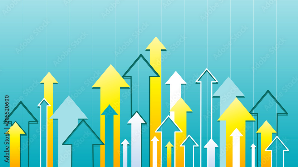 Financial Arrow Graph. Vector business graph with arrow showing profits ...