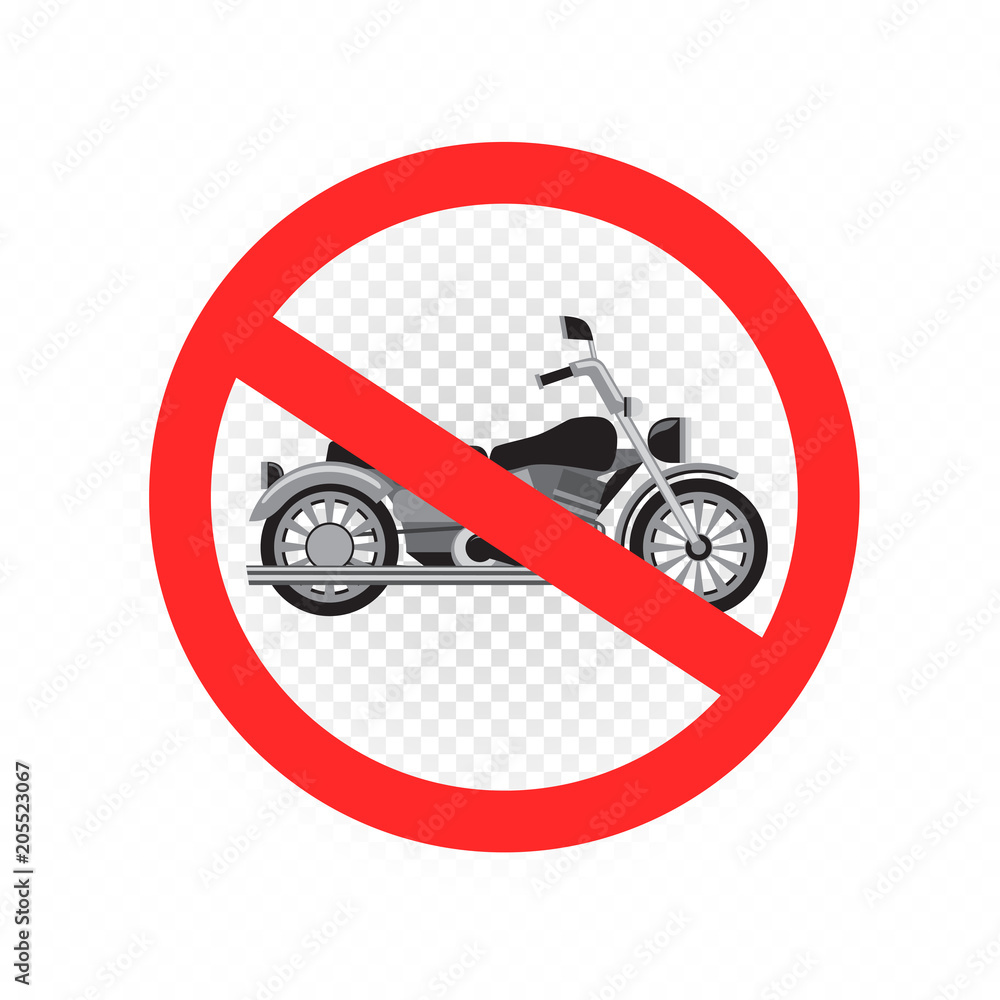 No chopper motorcycle noise sign icon. Forbidden motorbike red round ...