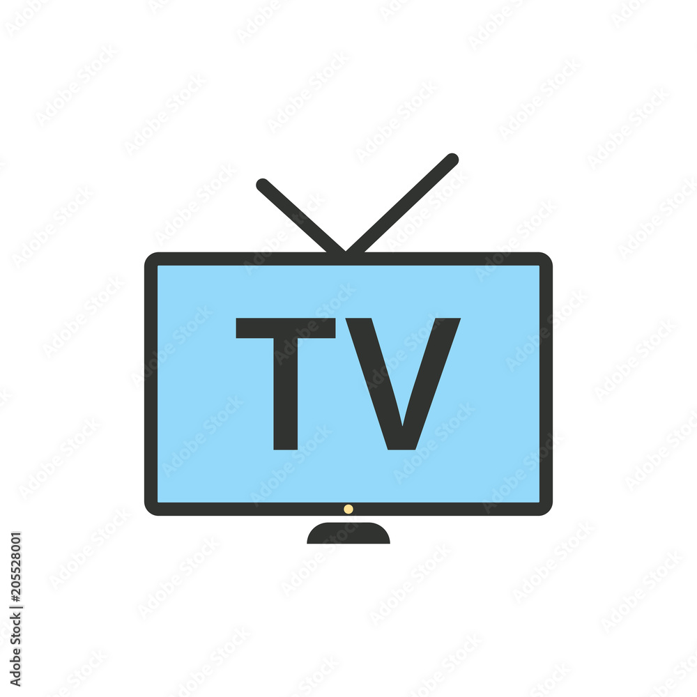 Tv Icon in trendy flat style isolated on white background. Television ...