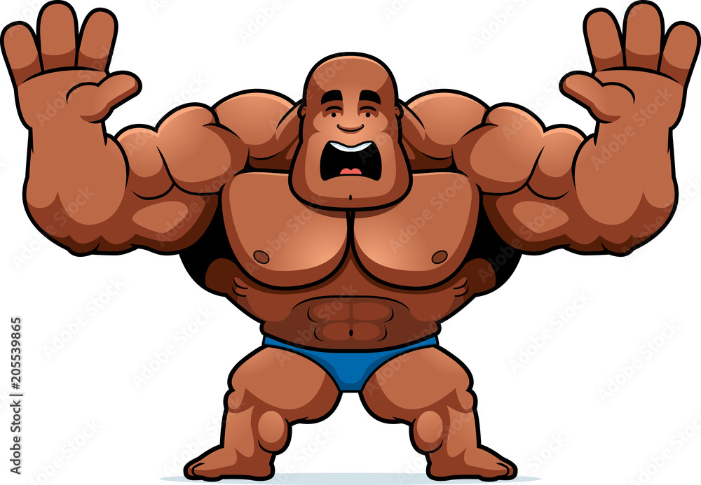 Cartoon Bodybuilder Scared Stock Vector | Adobe Stock