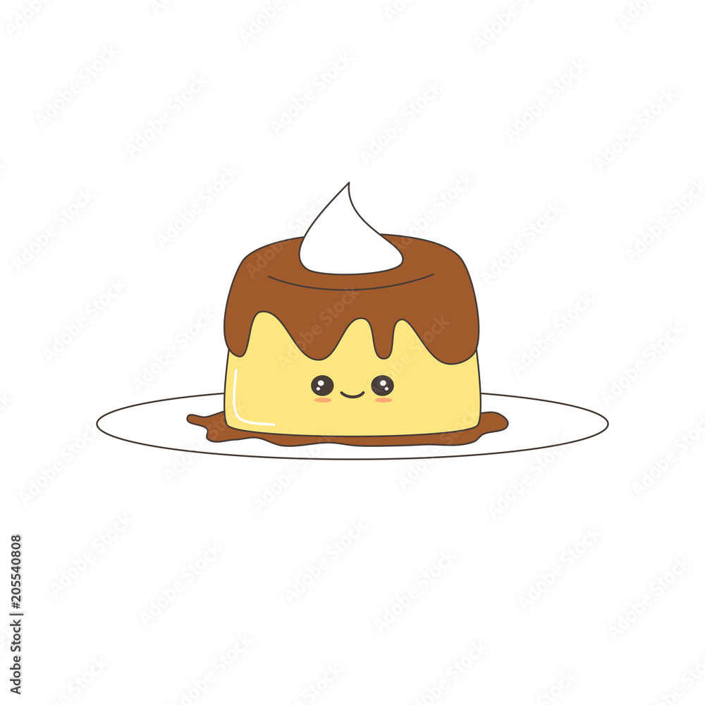 cute cartoon vector pudding isolated on white background Stock Vector ...