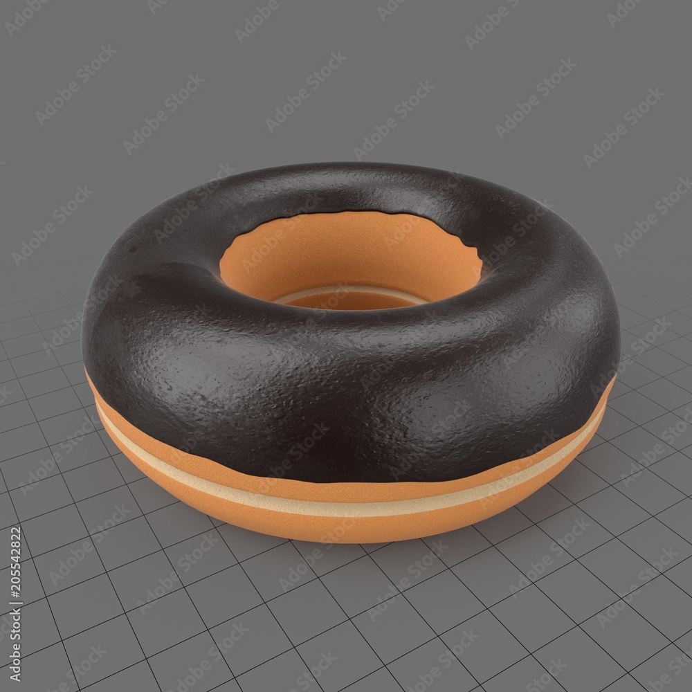 Stylized donut with chocolate icing Stock 3D asset | Adobe Stock
