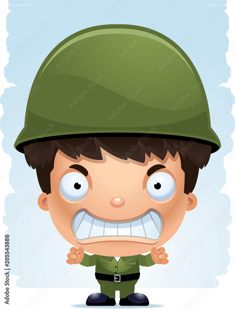 Angry Cartoon Boy Soldier Stock Vector | Adobe Stock