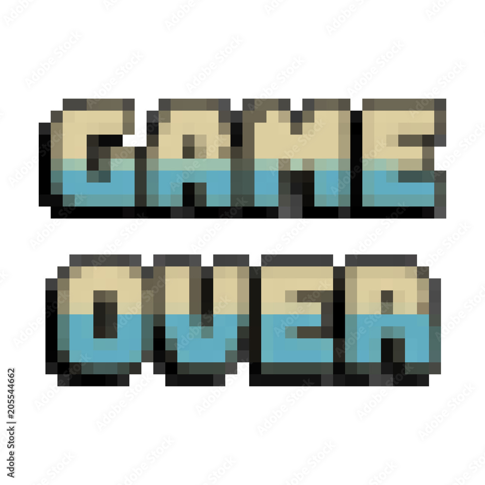 Pixel game over icon. 8 bit vector art isolated on white background ...