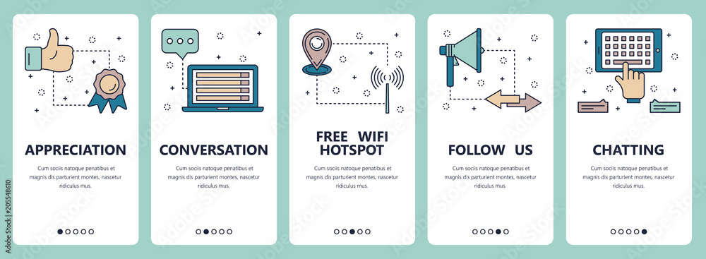 Vector line art web and mobile app template set Stock Vector | Adobe Stock