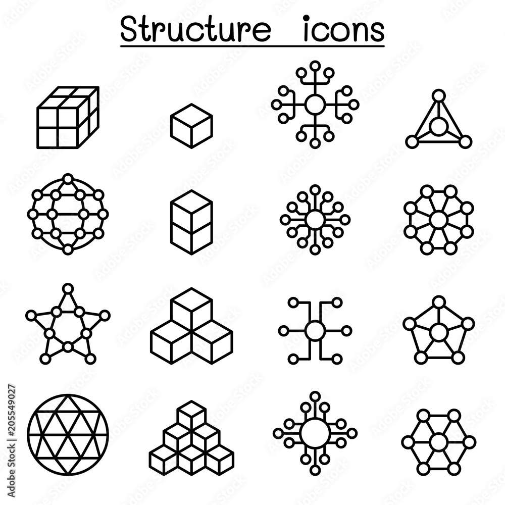 Structure icon set in thin line style Stock Vector | Adobe Stock