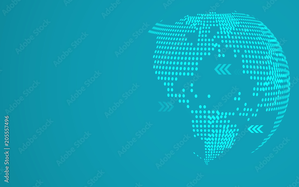 Blue abstract global dot map background. Radial gradient. Modern design ...