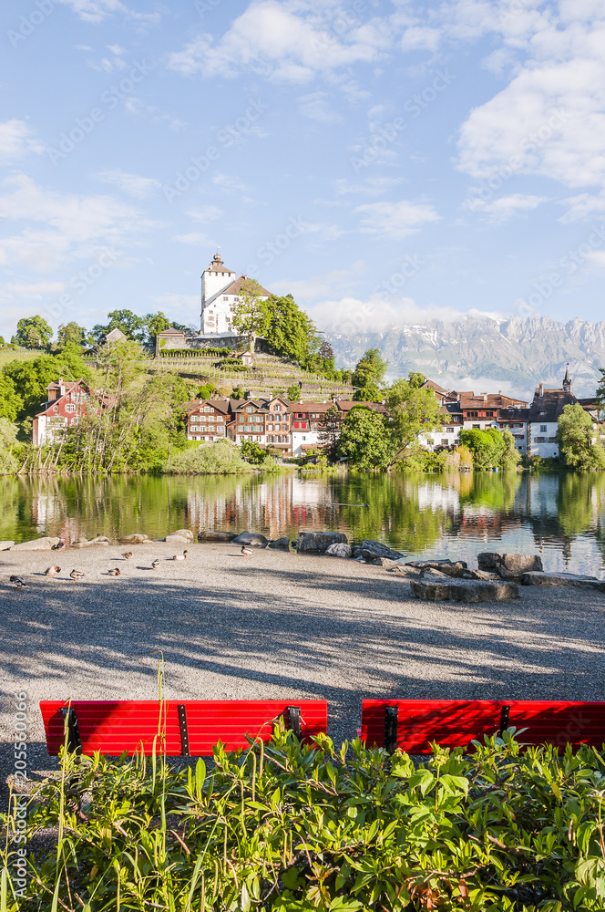 Werdenberg, Buchs, See, Seeufer, Schloss, Spazierweg, Weinberg ...