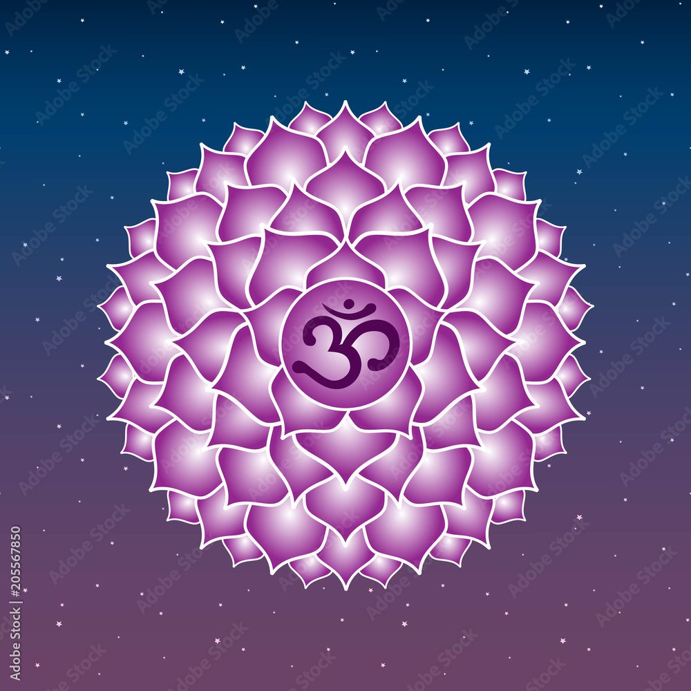 sahasrara chakra icon symbol purple esoteric yoga indian buddhism ...