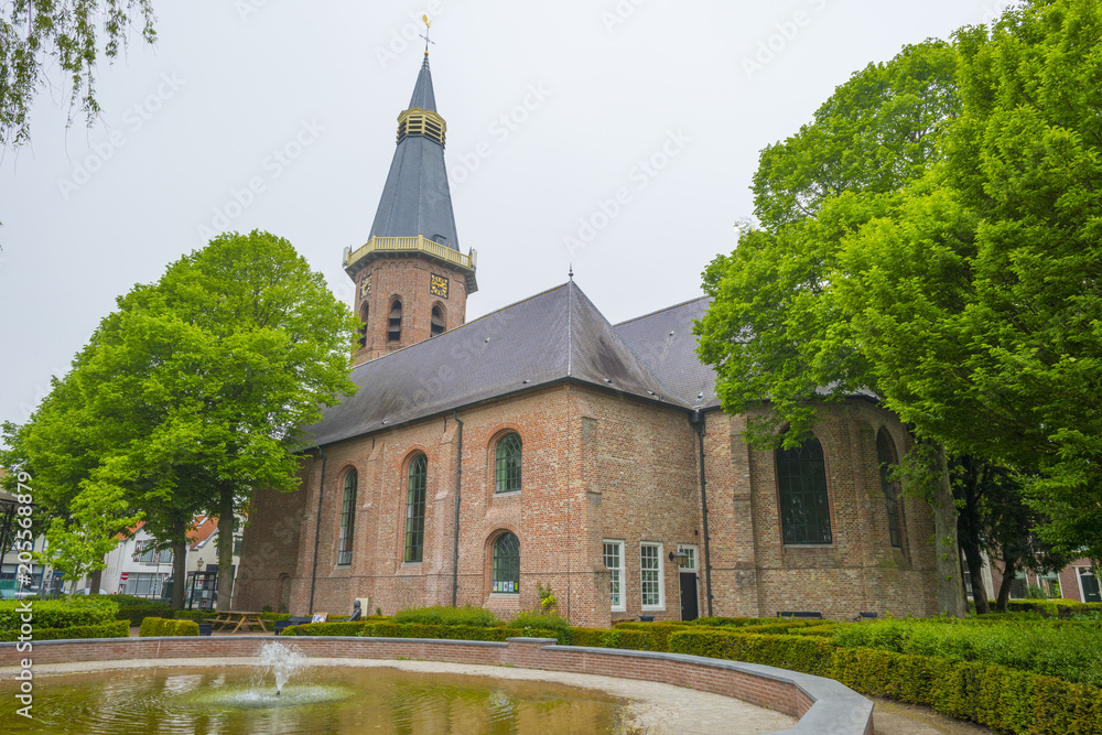 Historic church in de village of Groede in Zeelandic Flanders Stock ...