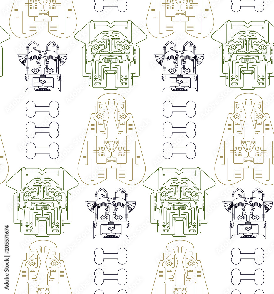Dog vector seamless pattern cute illustration home pets doggy different ...