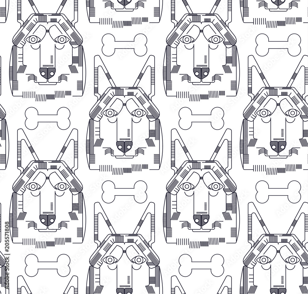 Dog vector seamless pattern cute illustration home pets doggy different ...