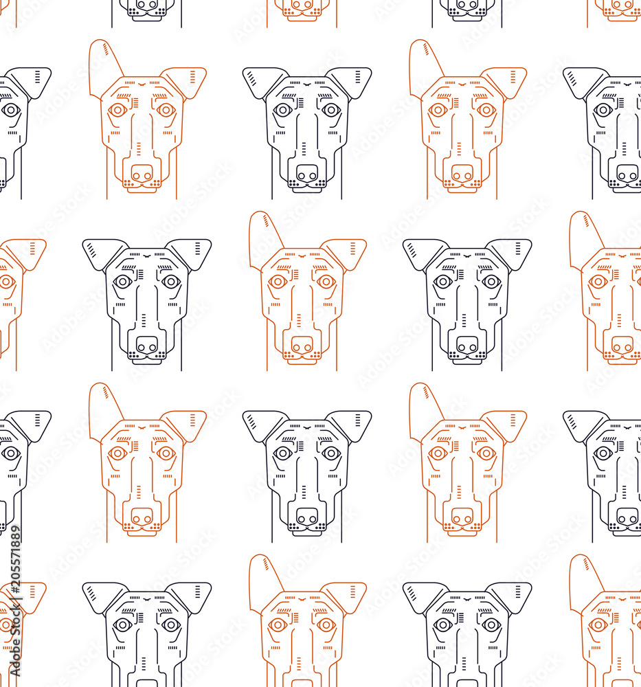 Dog vector seamless pattern cute illustration home pets doggy different ...