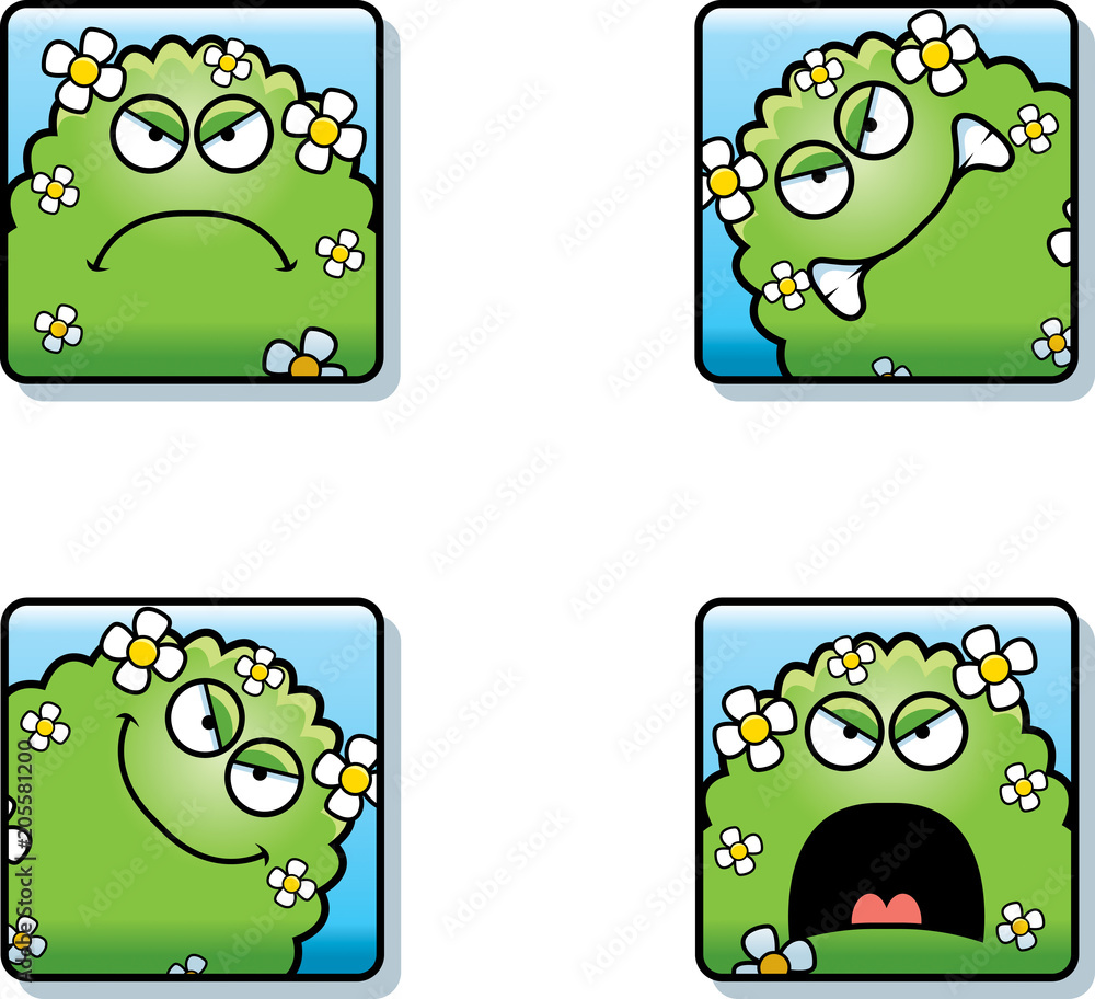Angry Cartoon Plant Monster Icons Stock Vector | Adobe Stock