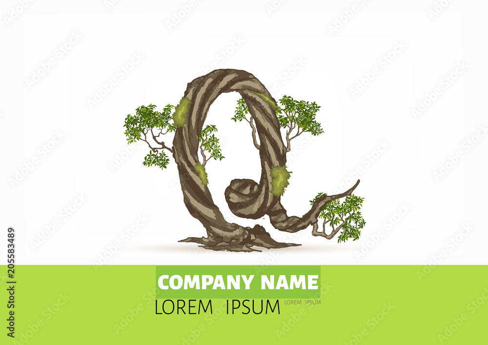 Tree font.Twisted tree in the shape of letter.Letter A B C vector ...