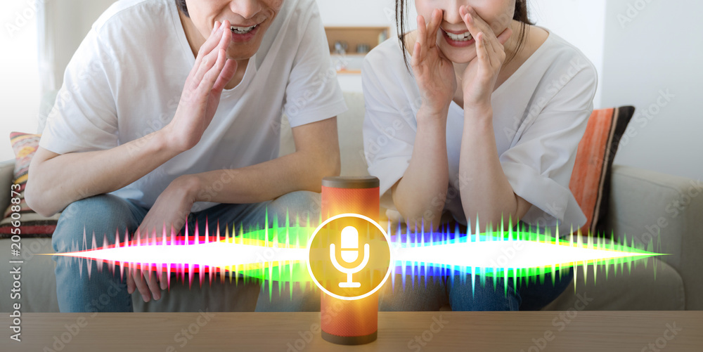 Smart speaker concept. AI speaker. Voice recognition. Stock Photo ...