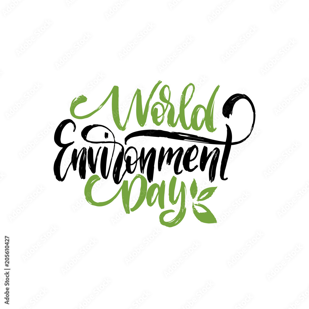 World environment day, hand lettering for cards,posters etc. Vector ...