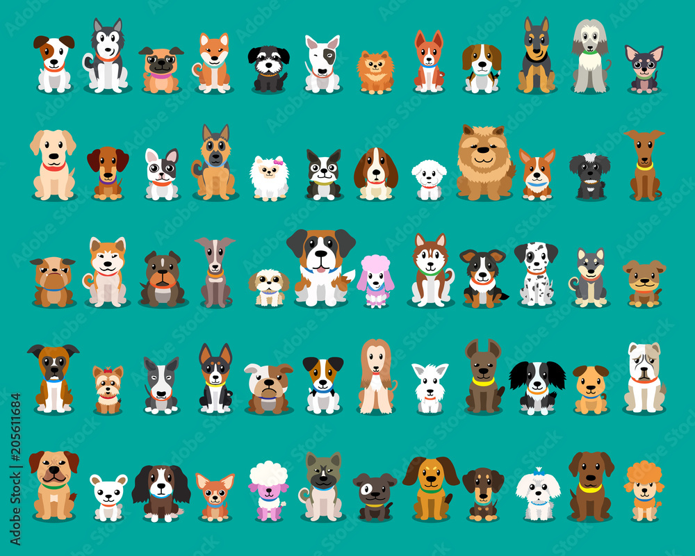 Different type of vector cartoon dogs Stock Vector | Adobe Stock