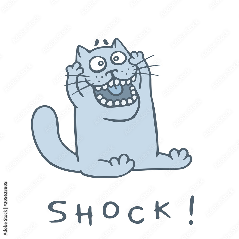 cute fat cat in shock and screaming. vector illustration Stock Vector ...
