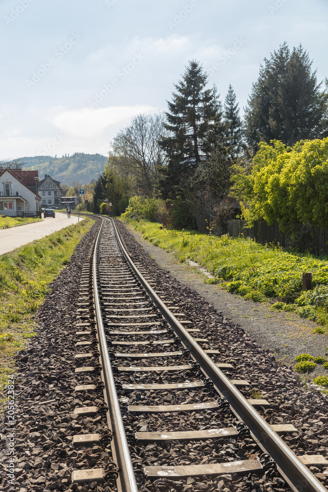 Gleis mit Schienen für Bahn oder Zug Stock Photo | Adobe Stock