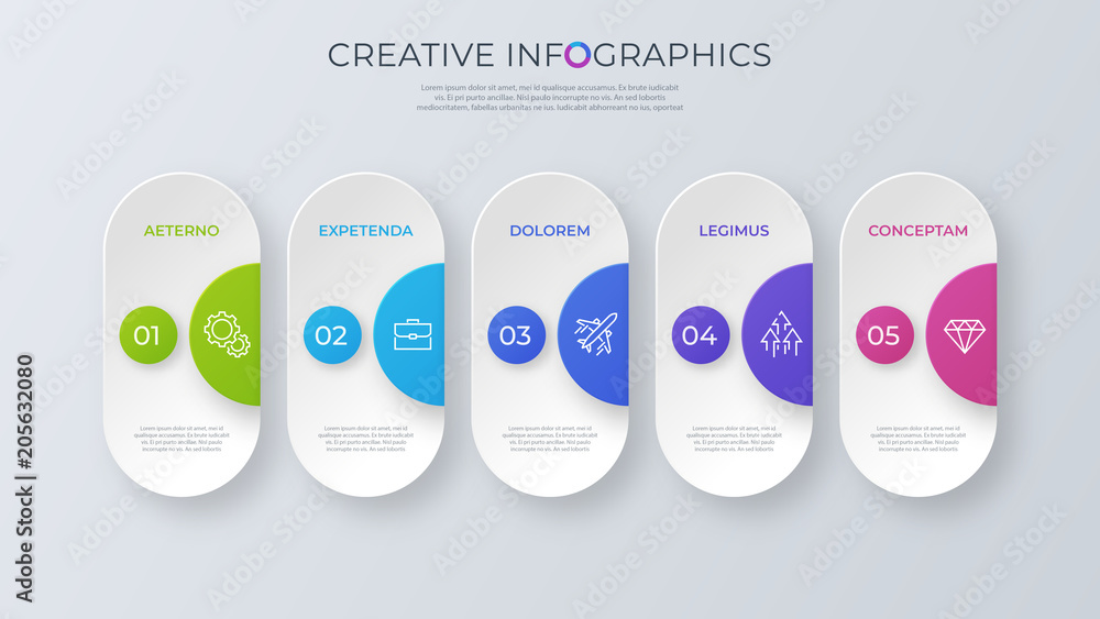 Contemporary minimalist vector infographic design with five opti Stock ...