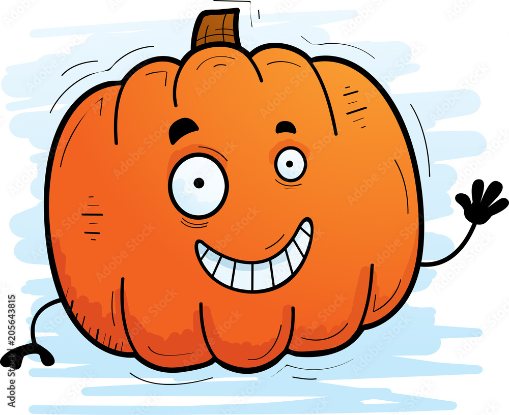 Cartoon Pumpkin Waving Stock Vector | Adobe Stock