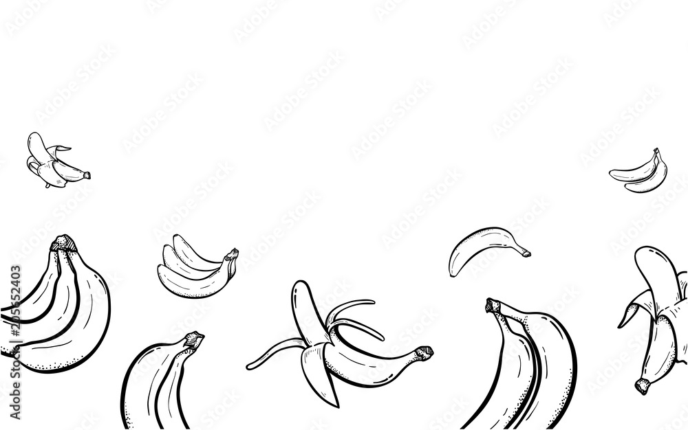 Banana Frame hand drawn background with place for your text on top of ...