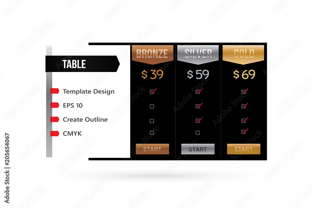Vector of pricing table design template for website and application ...