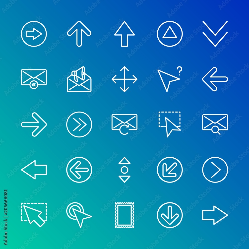 Vecteur Stock Modern Simple Set of arrows, cursors, email Vector outline Icons. Contains such ...