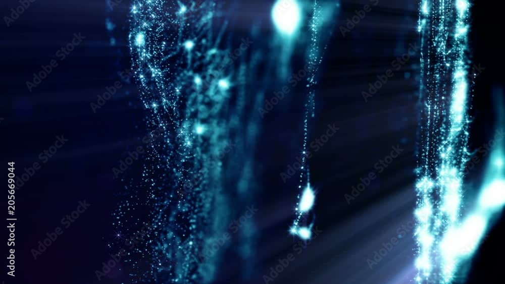 3d loop abstract animation with beautiful light effects of glow particles with depth of field ...