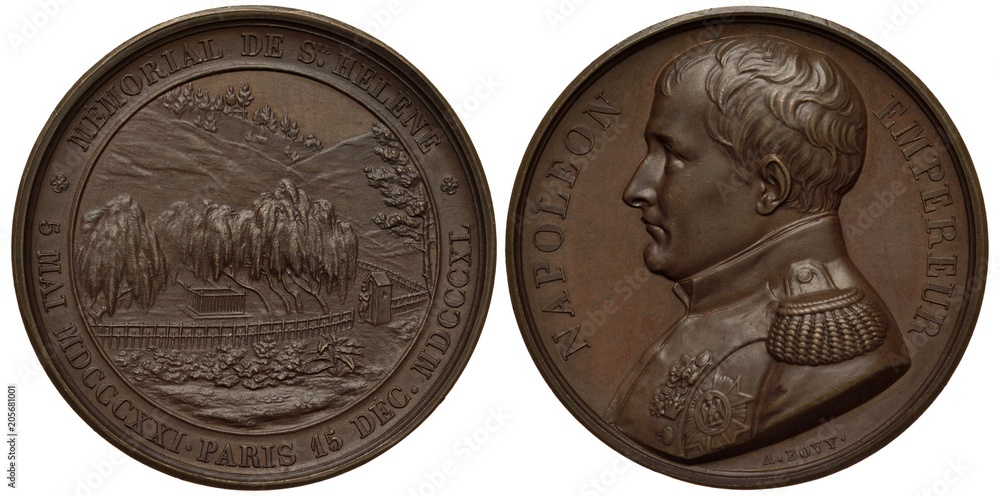 France French medal mid-19th century Napoleon memorial in St. Helena ...