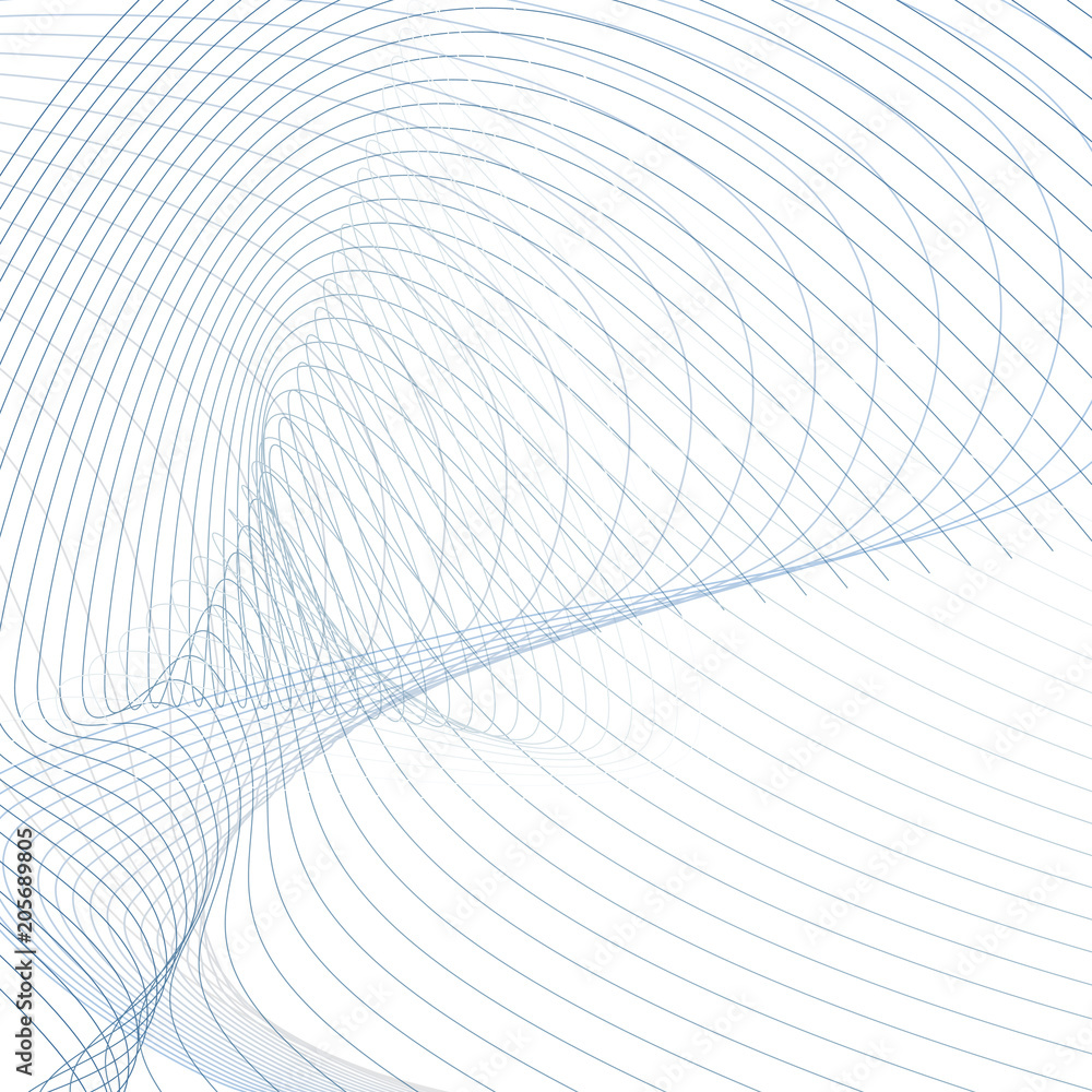 Abstract futuristic waves. Line art design, wavy technology pattern ...
