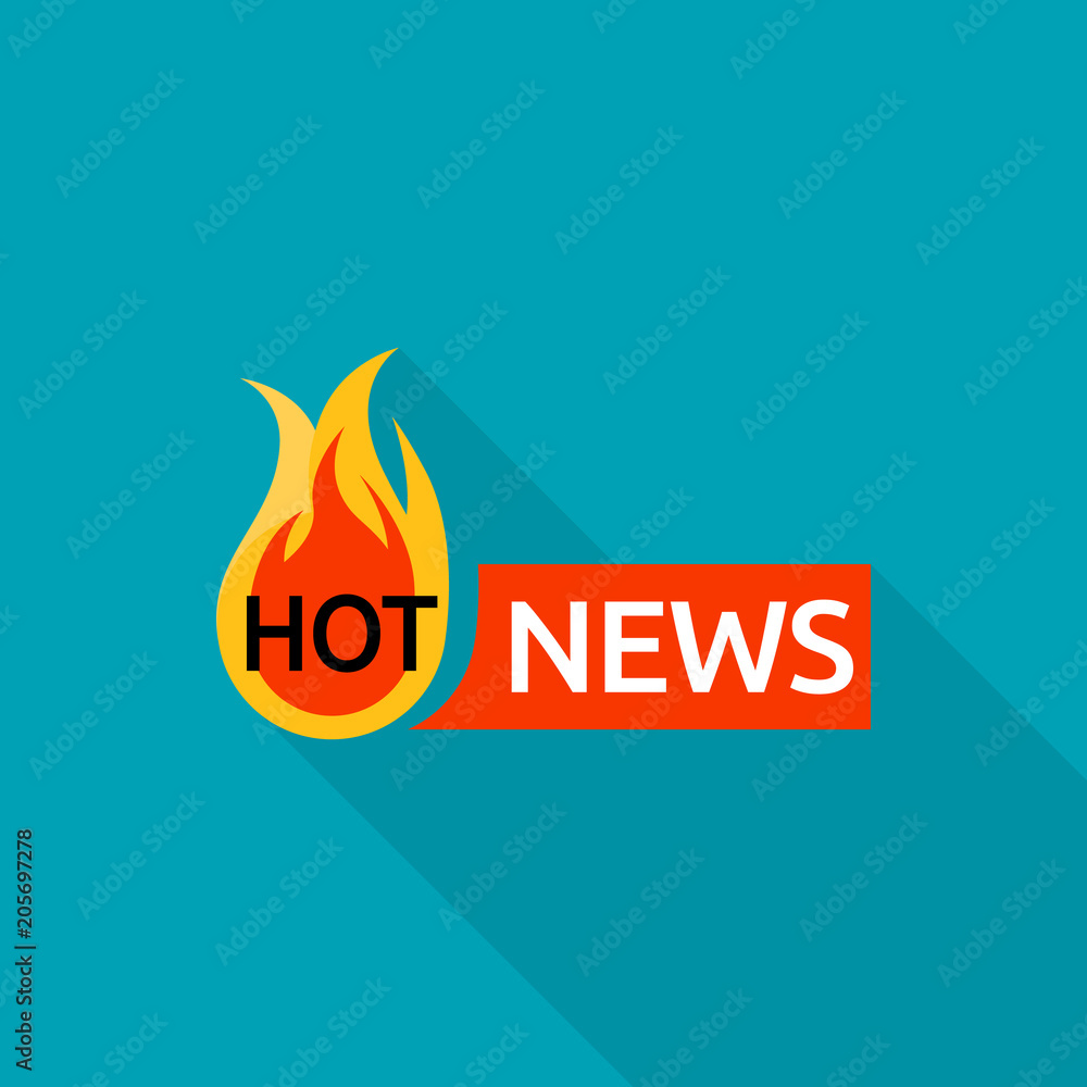 Hot news logo. Flat illustration of hot news vector logo for web design ...