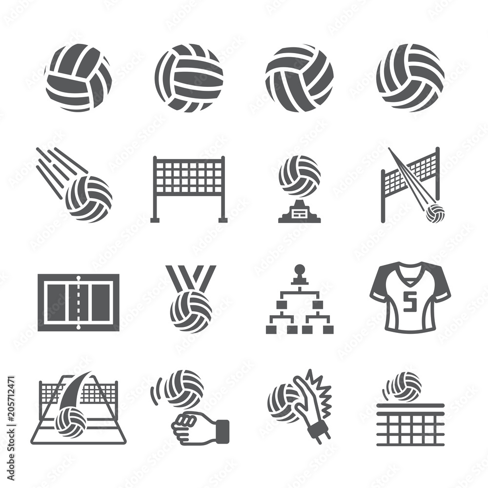 Volleyball icon set Vektor Stok | Adobe Stock