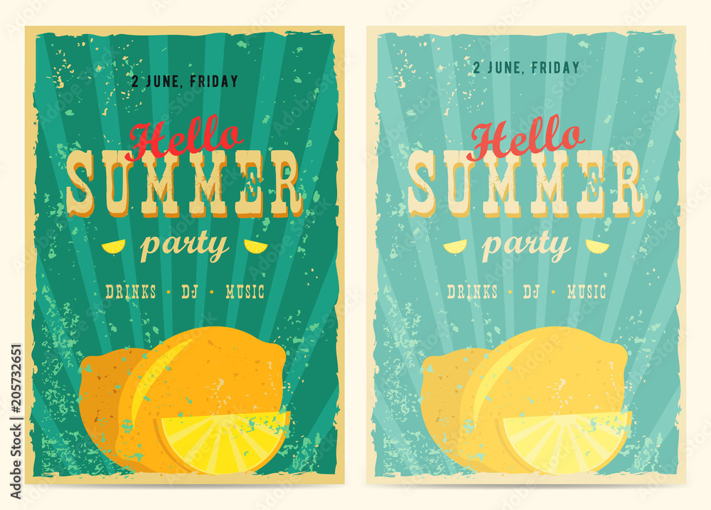 Set of retro summer holiday posters. Travel and vacation vintage signs ...