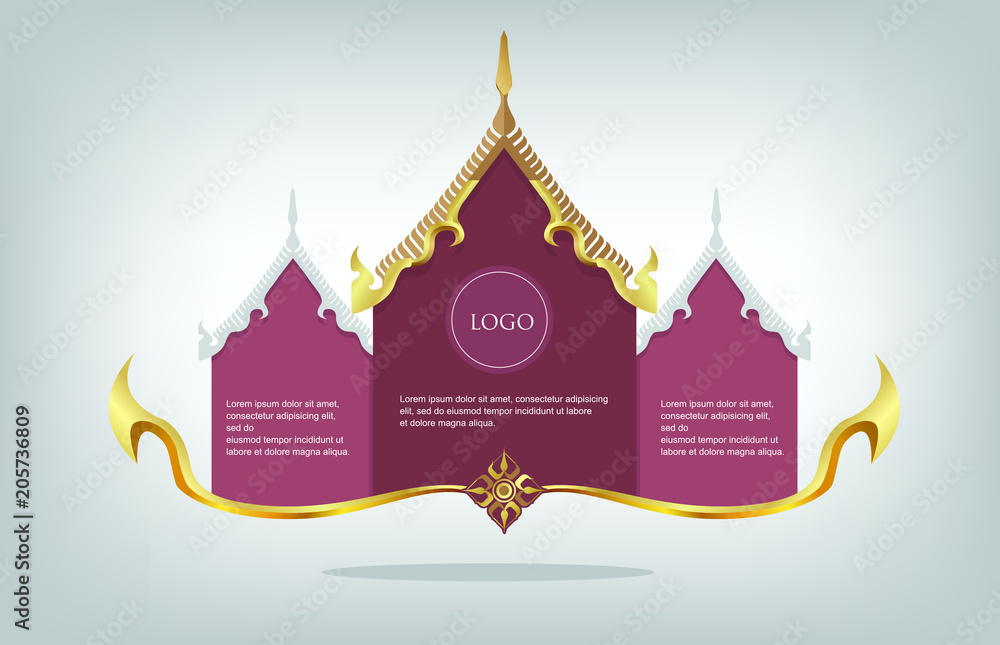 Blank frame Thai pattern gold colour on the floor,premium Stock Vector ...