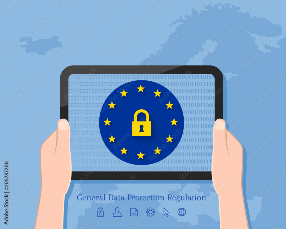 General Data Protection Regulation concept with map of Europe in the ...