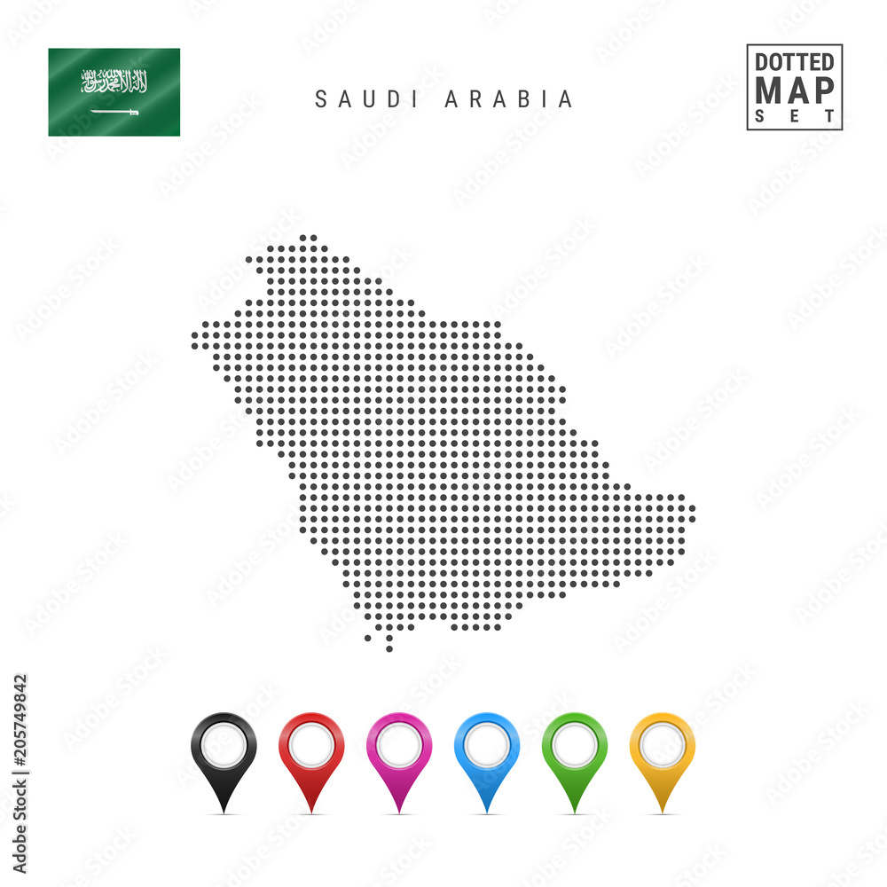 Vector Dotted Map of Saudi Arabia. Simple Silhouette of Saudi Arabia ...