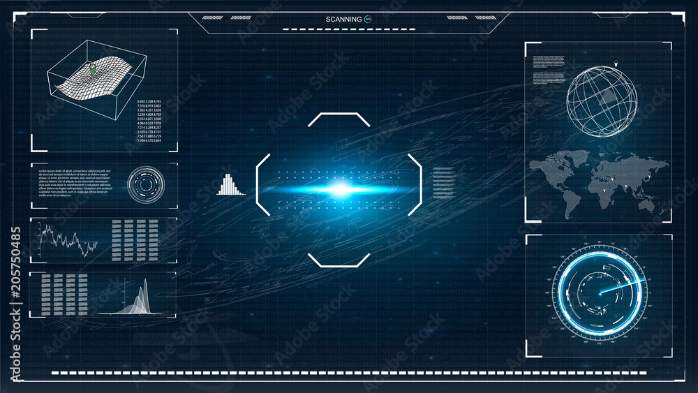 Flat hud or infographic on white background. Computer monitor vector ...
