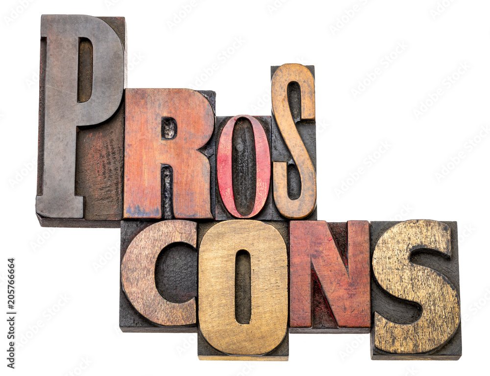 pros and cons word abstract in wood type Stock Photo | Adobe Stock