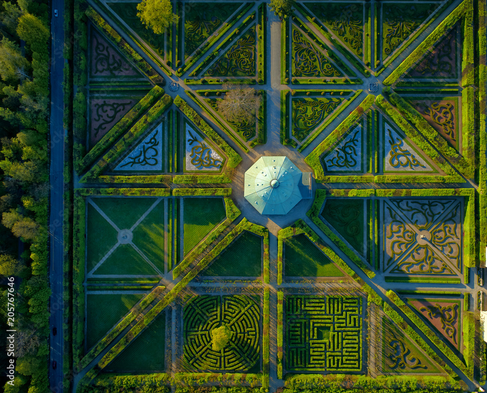 Aerial, vertical view on exceptional geometric and symmetrical ...