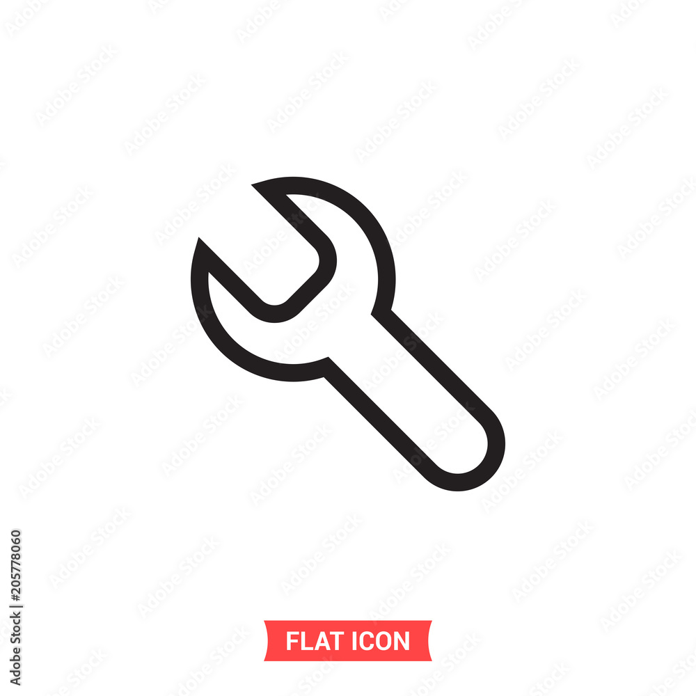 Spanner vector icon, build symbol. Flat sign illustration for web or ...