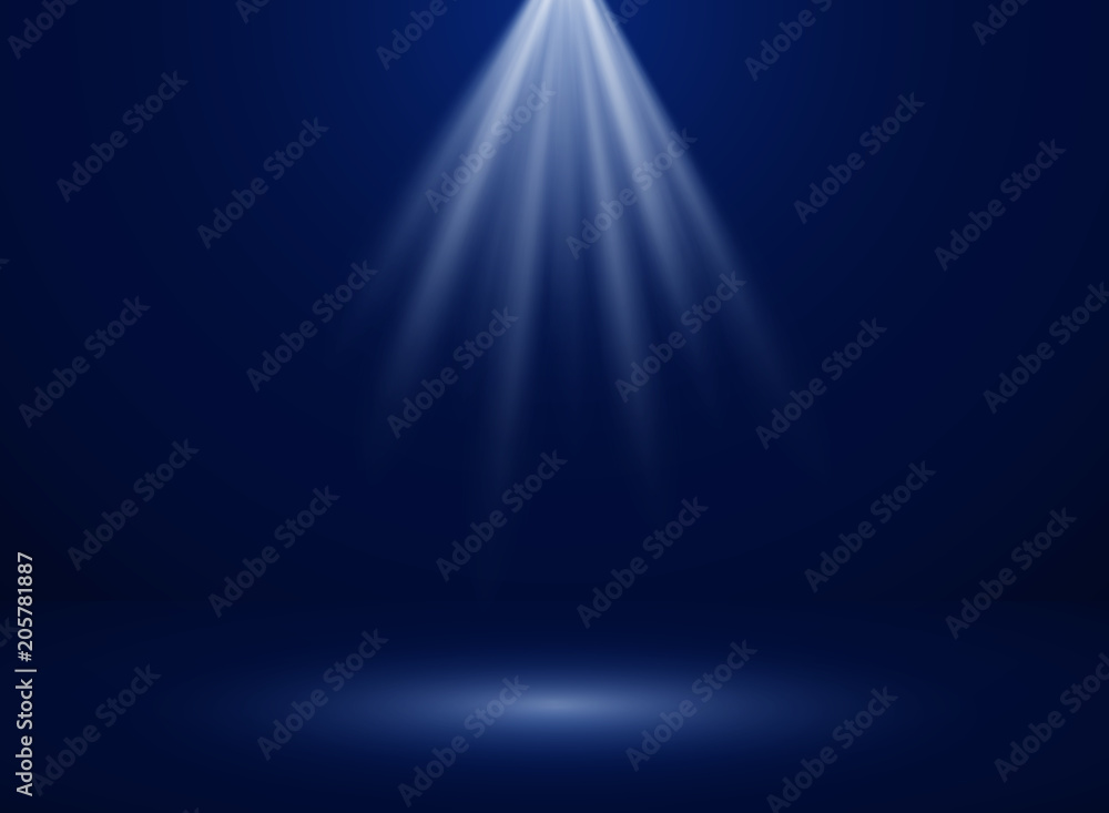 Abstract of spotlight presentation on dark blue gradient background ...